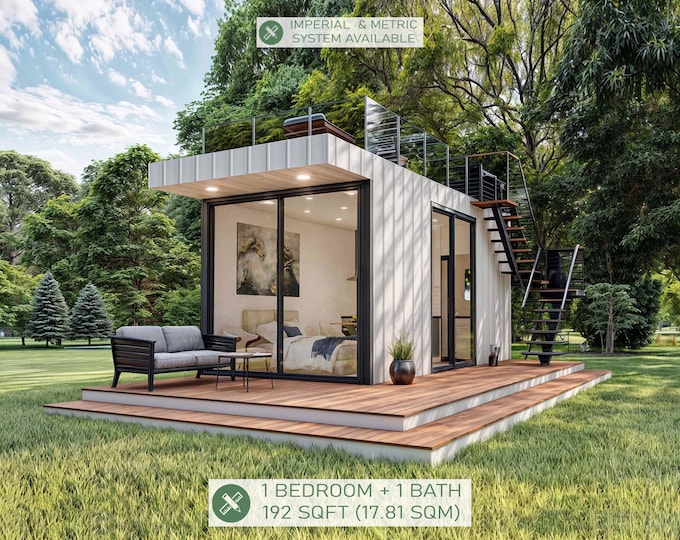 Cabin House Plans 18 X 20, Tiny House Plans, Cabin DIY Plans, Tiny ...