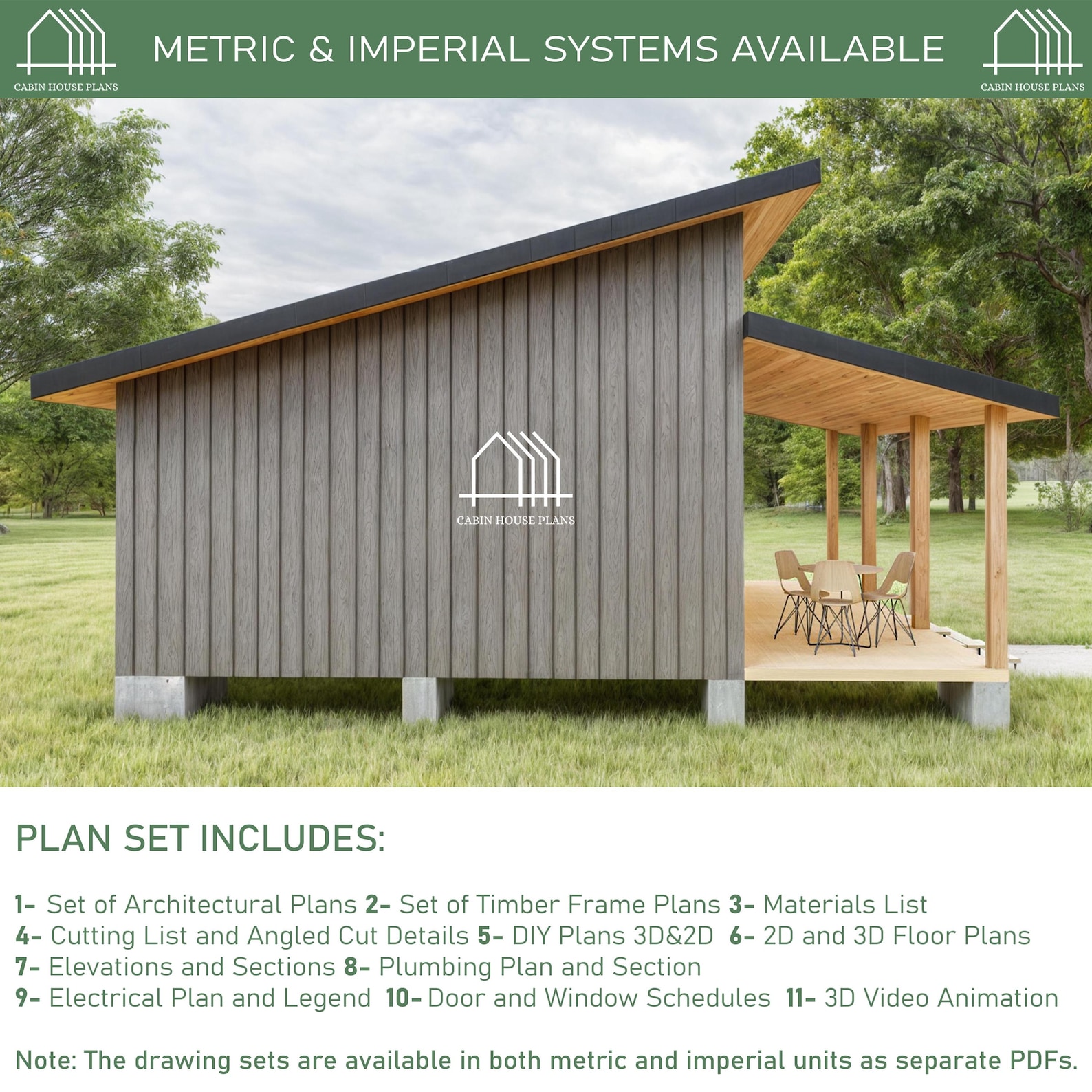 18x25 Cabin House Plans, 450 SF Small Cottage (digital Download) - Etsy