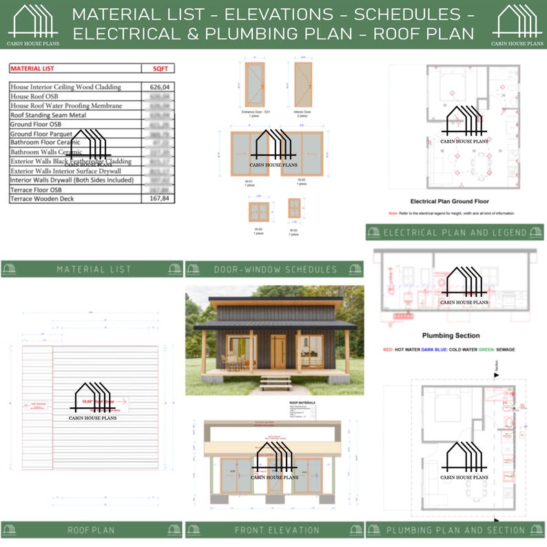 18x25 Cabin House Plans, 450 SF Small Cottage (digital Download) - Etsy