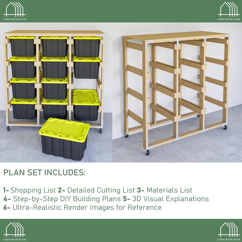 DIY 27 Gallon Tote Rack Plans – 3x4 Garage Storage Shelf (digital ...