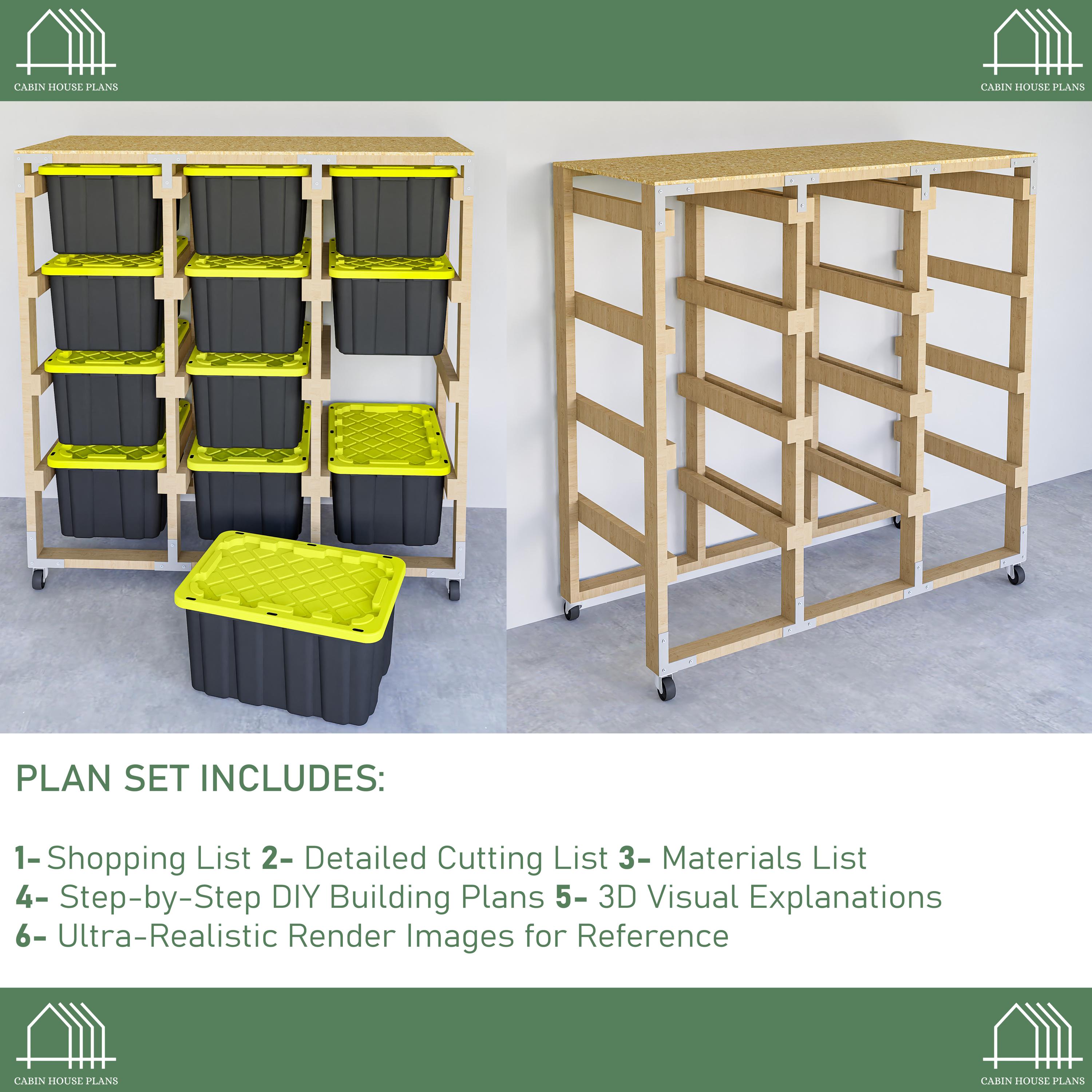 DIY 27 Gallon Tote Rack Plans – 3x4 Garage Storage Shelf (digital ...