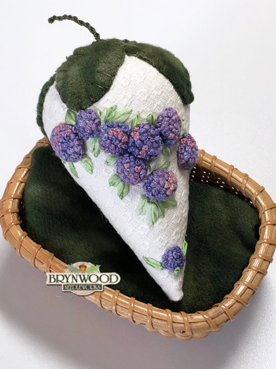 Sachet - "hydrangeas", Strawberry Sachet, Ribbon Embroidered, Stumpwork, Hand Embroidered ...