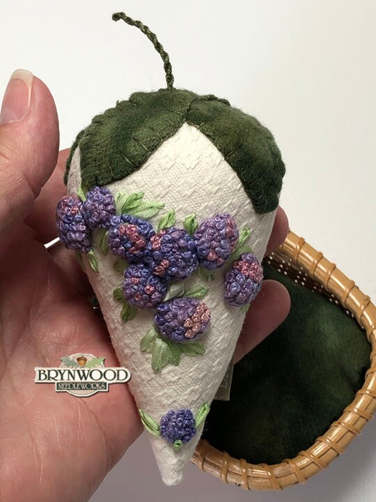 Sachet hydrangeas, Strawberry Sachet, Ribbon Embroidered, Stumpwork, Hand Embroidered ...