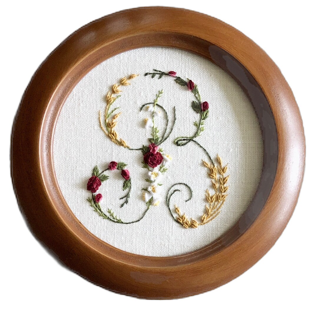 Hand Embroidered Initial, Embroidered Initial, Floral Embroidery ...