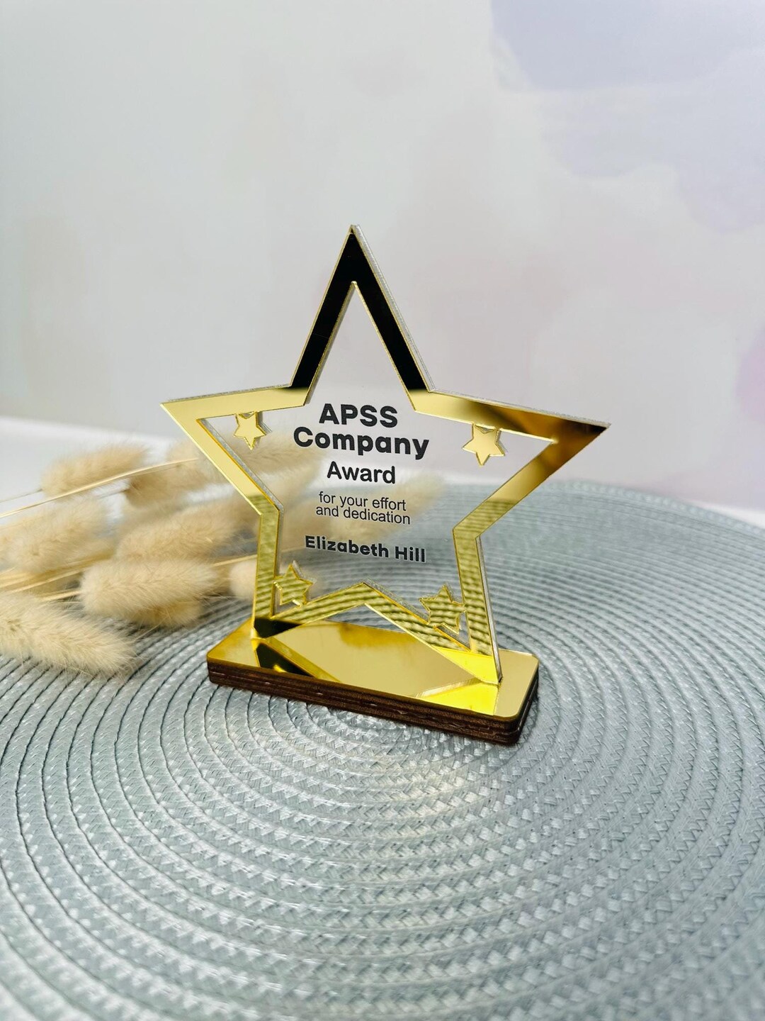 Acrylic Star Award, Star Trophy, Custom Award, Gold Acrylic Memento ...