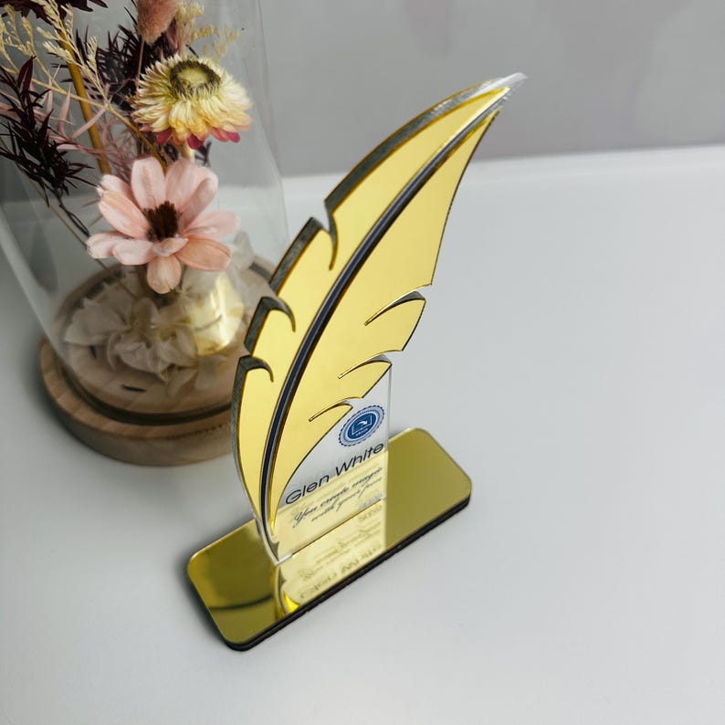 Writing Award, Personalized Trophy Feather, Writing Contest Trophy ...