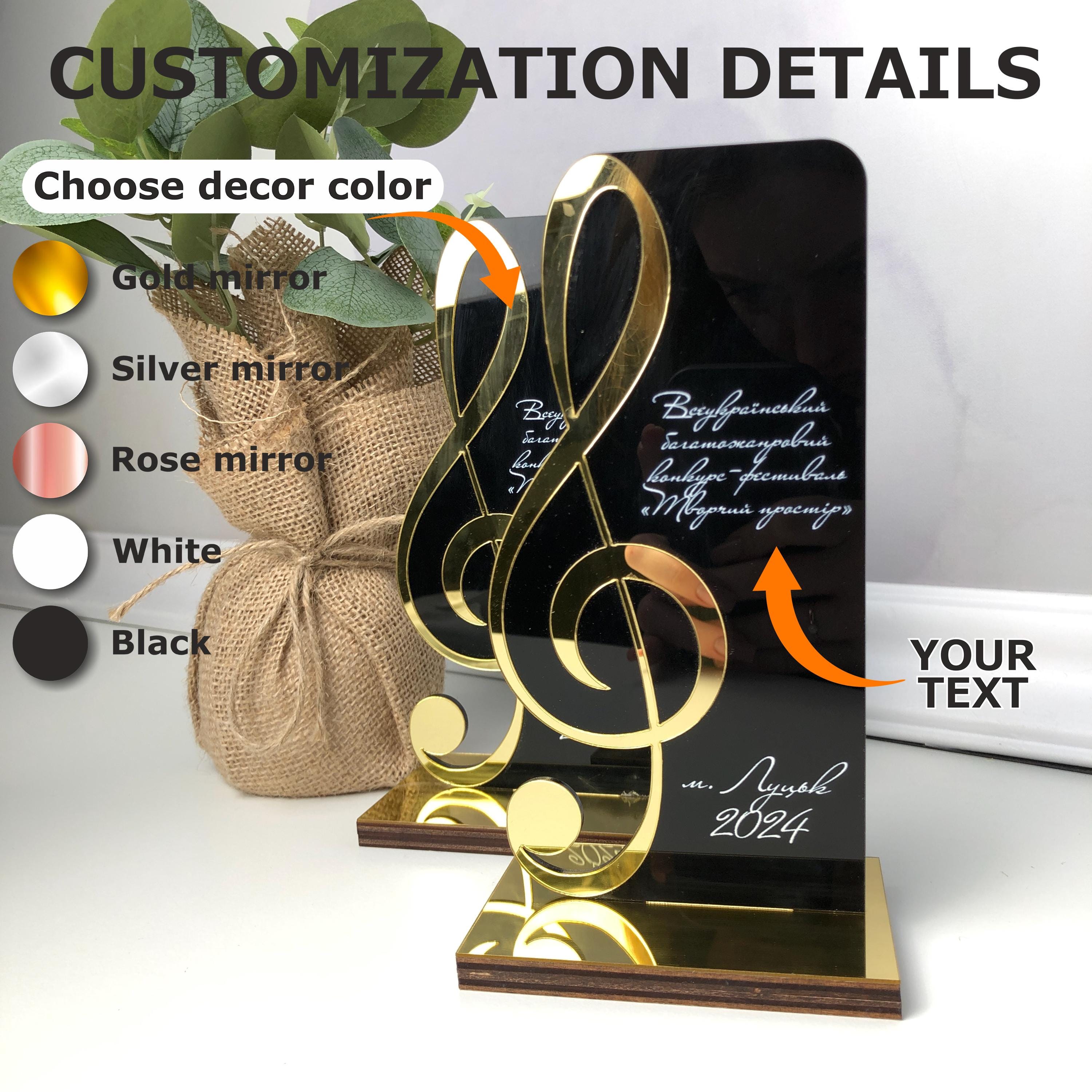 Gold Music Award Trophy Personalized Trophy With Violin Key Talent ...