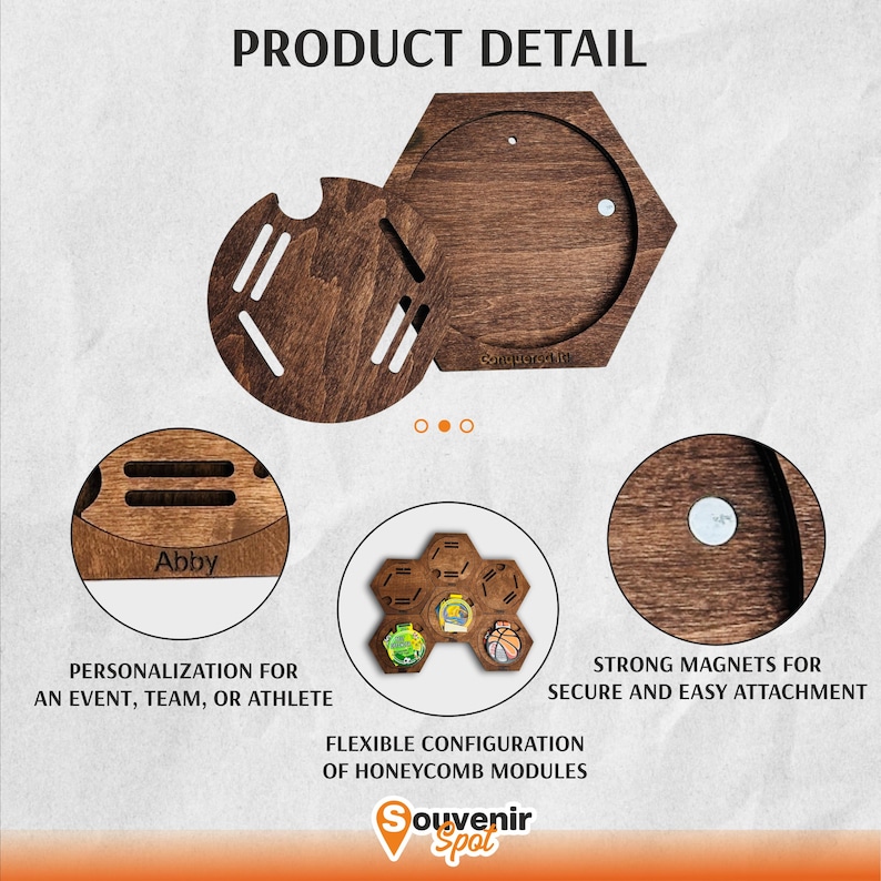 Wooden Medal Display Hexagon - Modular Honeycomb Medal Holder ...