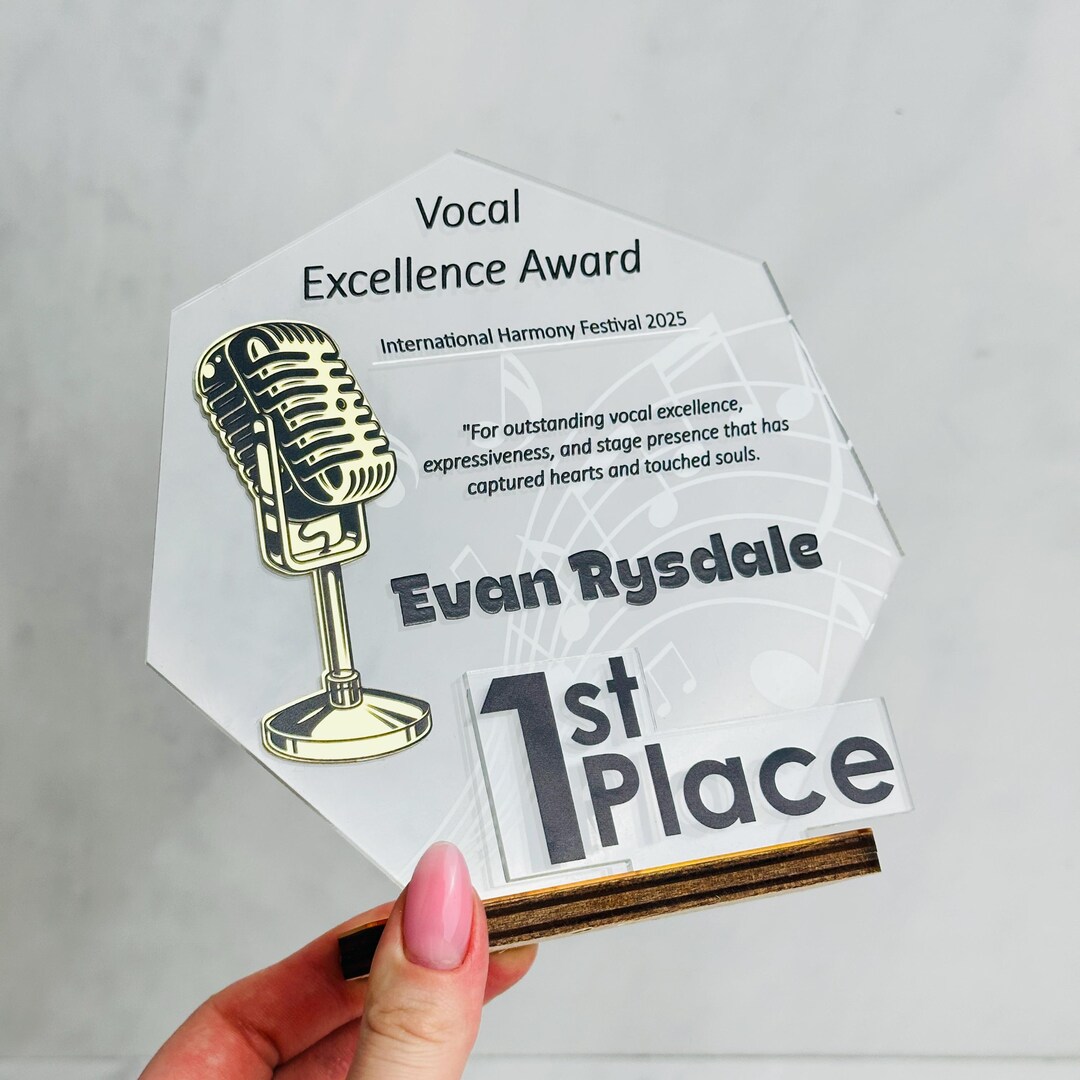 Personalized Music Award Trophy – Vocal Acrylic Plaque, Singing ...