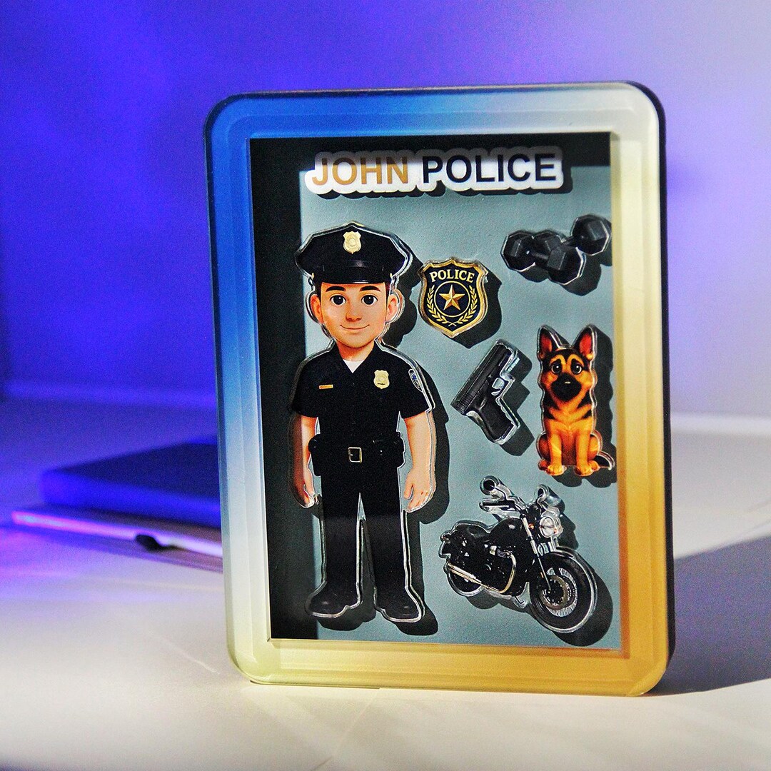 Custom Police Officer Toy Box Portrait, Personalized Portrait Frame ...