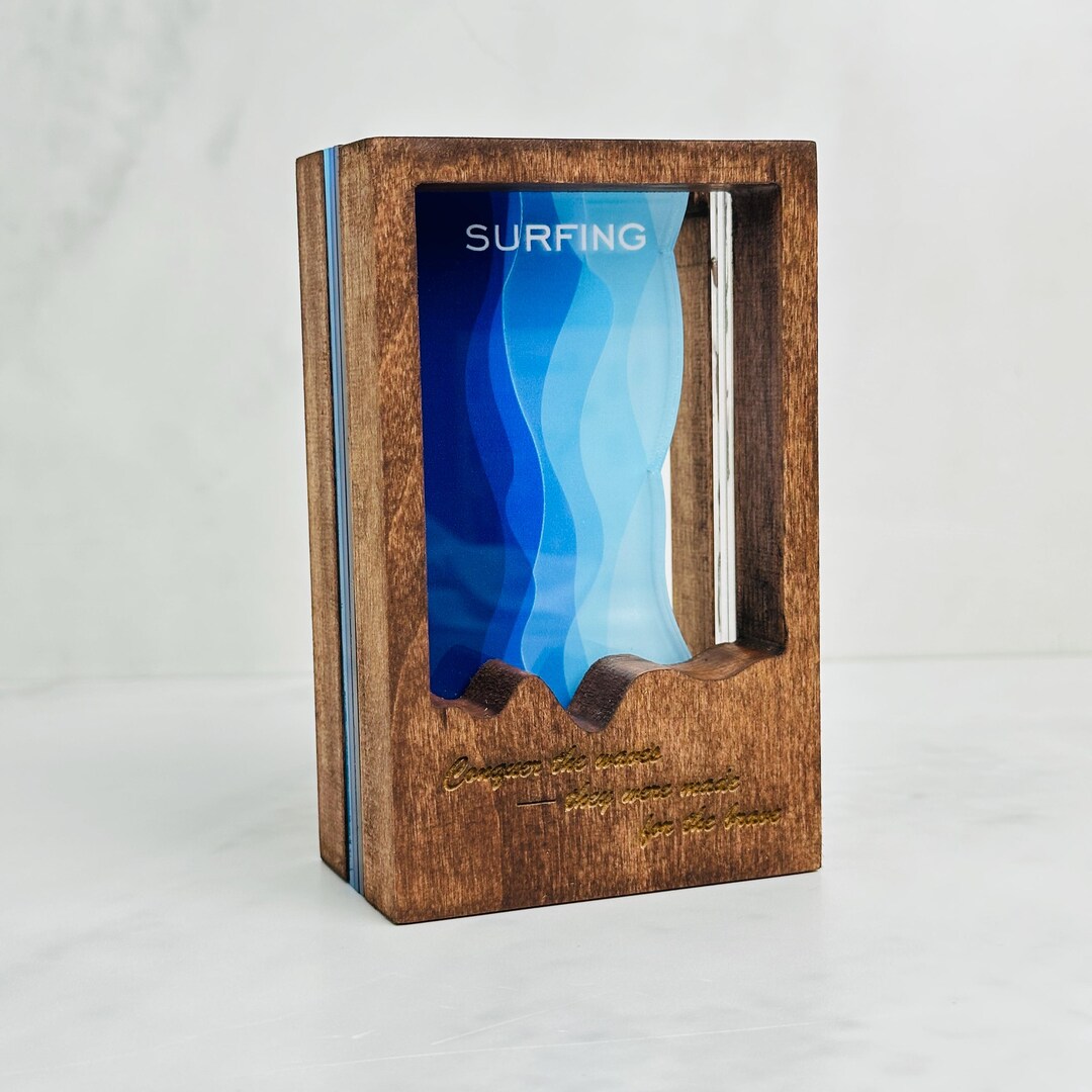 Custom Surfing Wave Trophy, Wood Acrylic Award, Personalized Sports ...