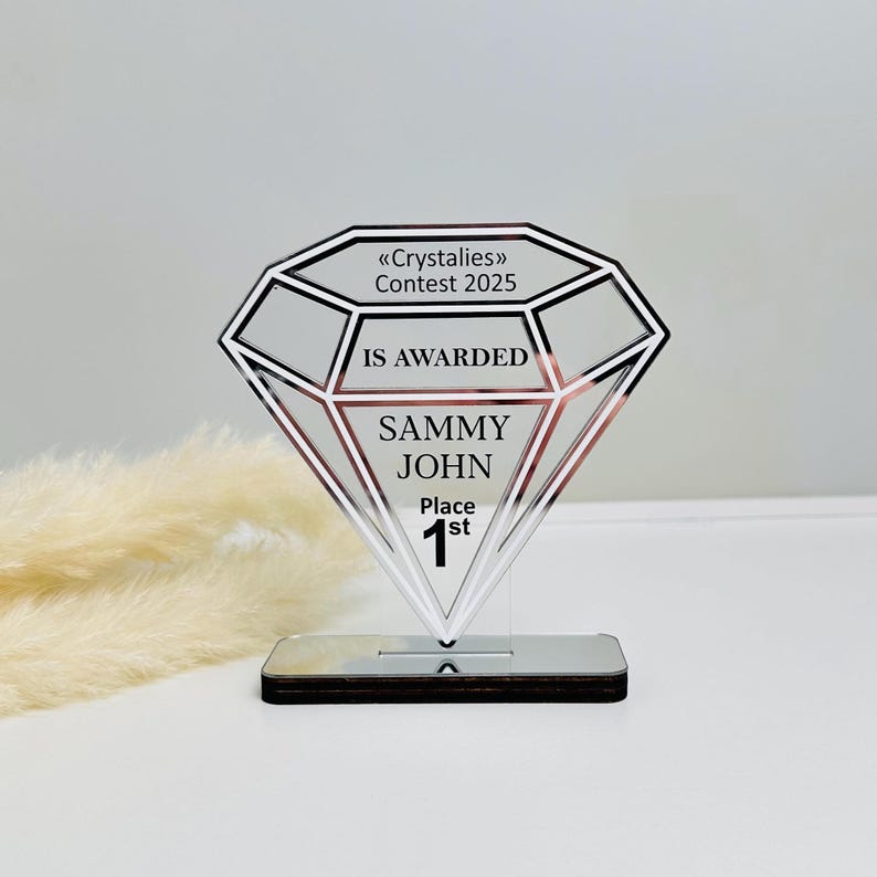 Custom Diamond Shaped Trophy Award, Personalized Trophy With Wooden ...