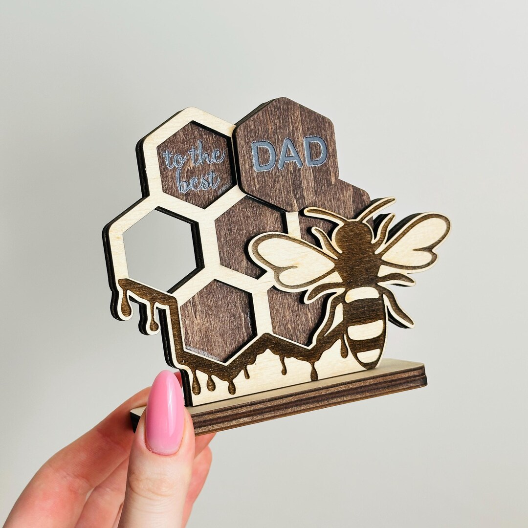 Bee and Honeycomb Wooden Trophy for Beekeeper Dad, Personalized ...