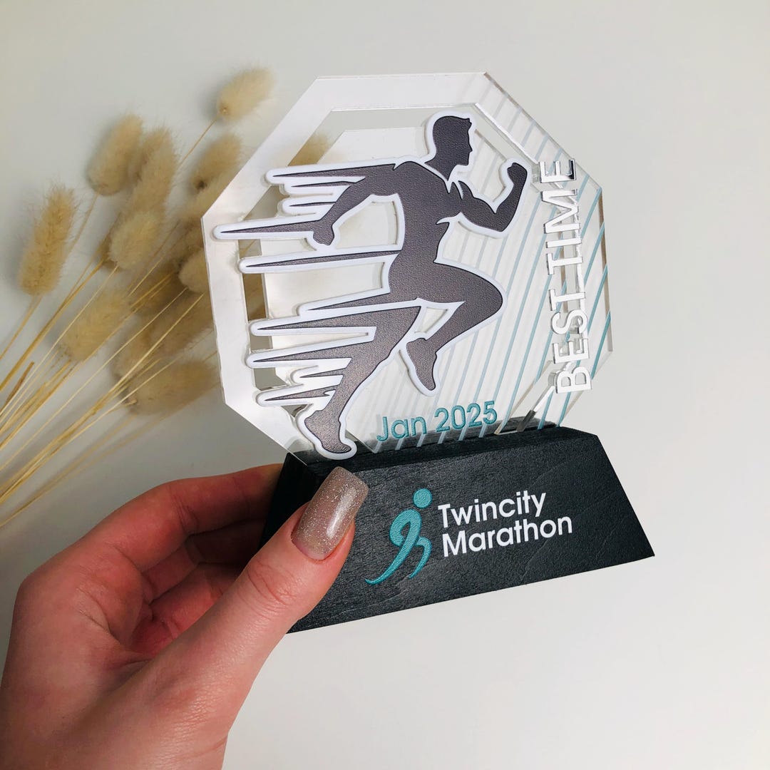 Running Trophy Award, Acrylic Trophy Plaque for Runner, Custom Sport ...