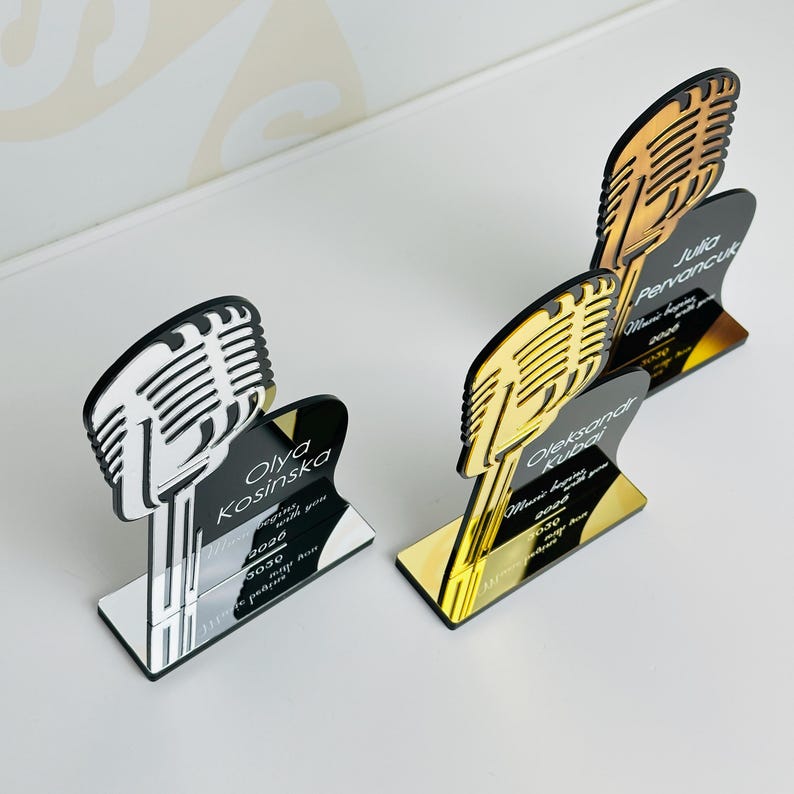 Custom Microphone Trophy Plaque, Personalized Music Award, Singing ...