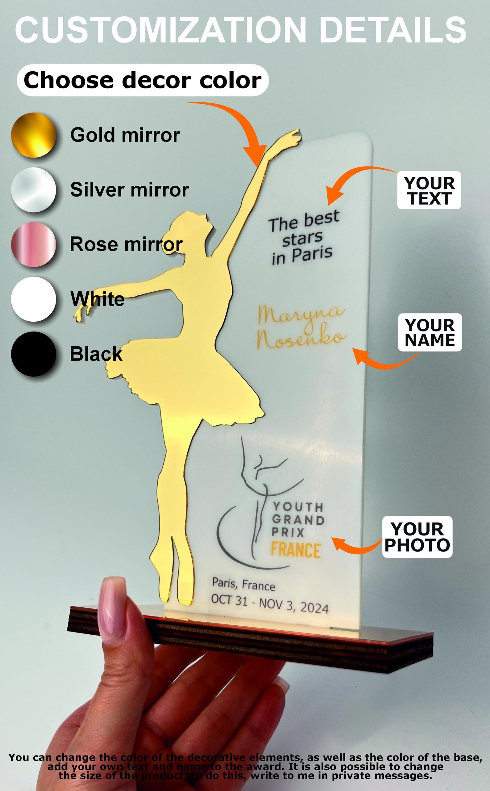 Personalized Dance Award Acrylic Trophy Plaque Custom Sport Trophy ...
