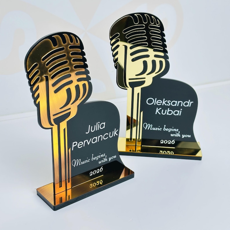 Custom Microphone Trophy Plaque, Personalized Music Award, Singing ...