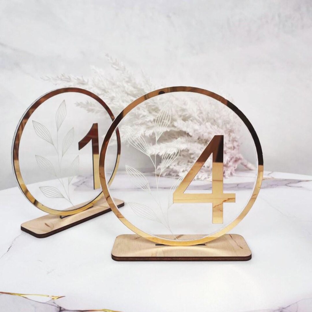 Acrylic Round Table Numbers, Table Decor, Set of Table Signs, Gold ...