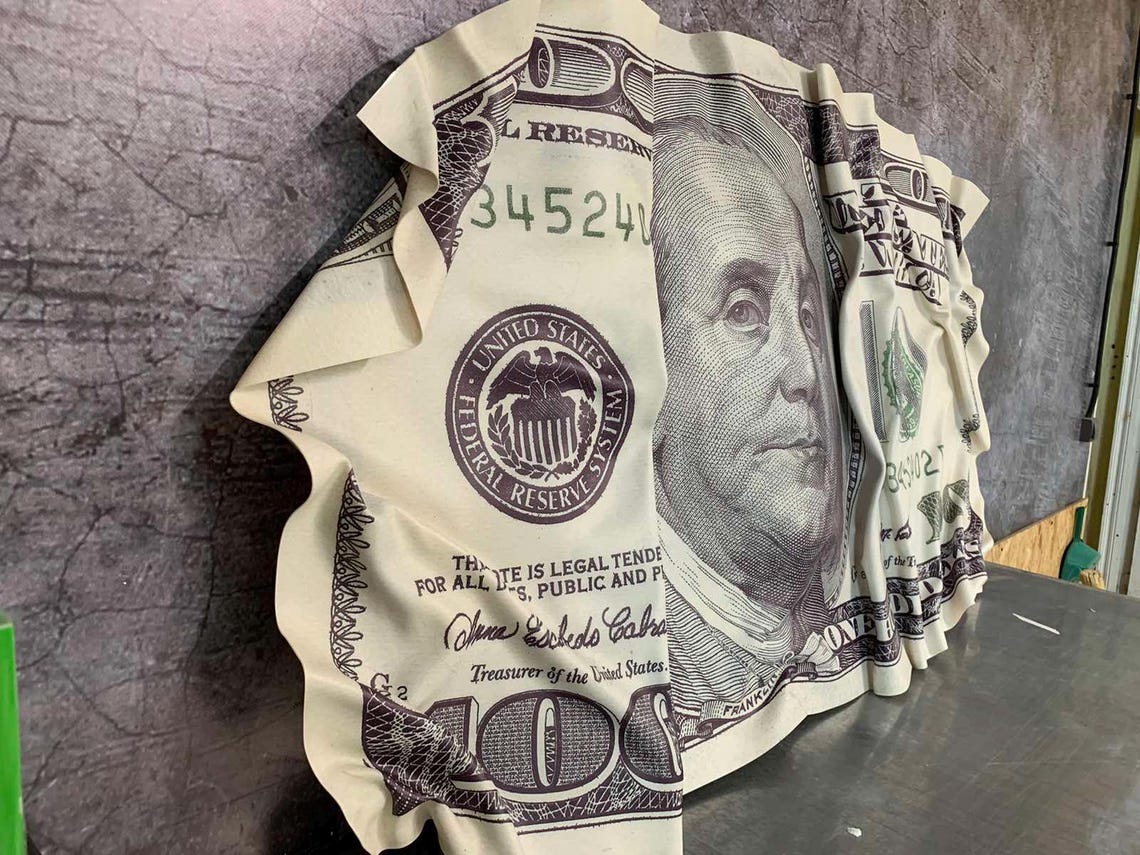 Money Print Crumpled Dollar Christmas Gift Bent Money Art Personalized ...