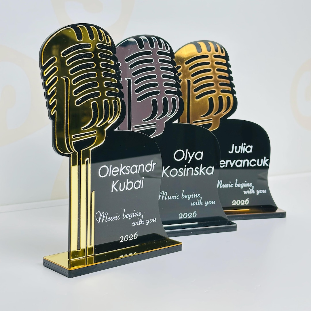 Custom Microphone Trophy Plaque, Personalized Music Award, Singing ...