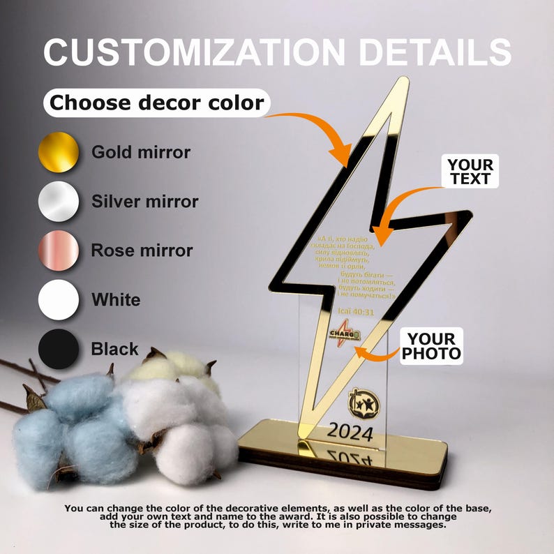 Acrylic Award Personalized Trophy With Wooden Base Lightning Acrylic ...