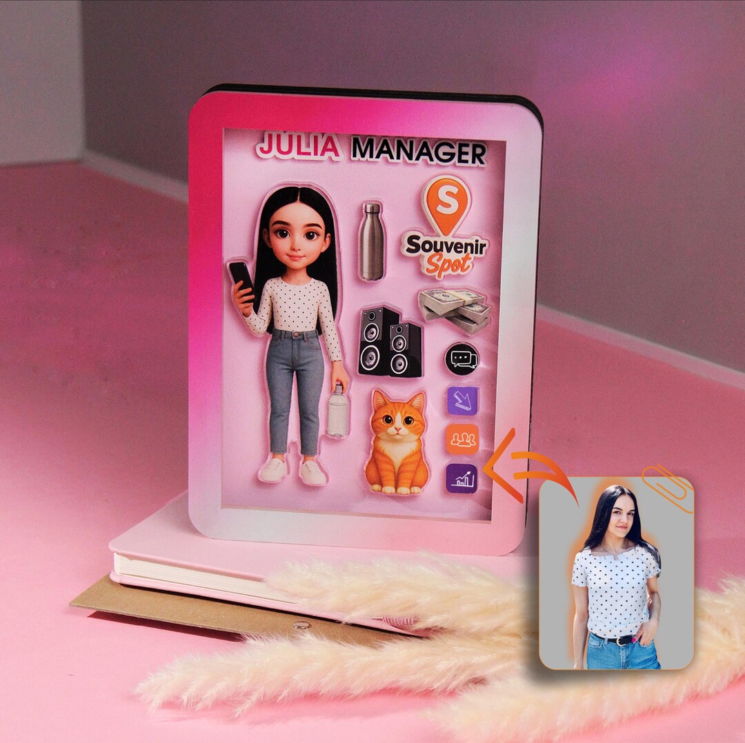 Personalized 3D Avatar Frame, Corporate Award, Custom Work Desk Sign ...