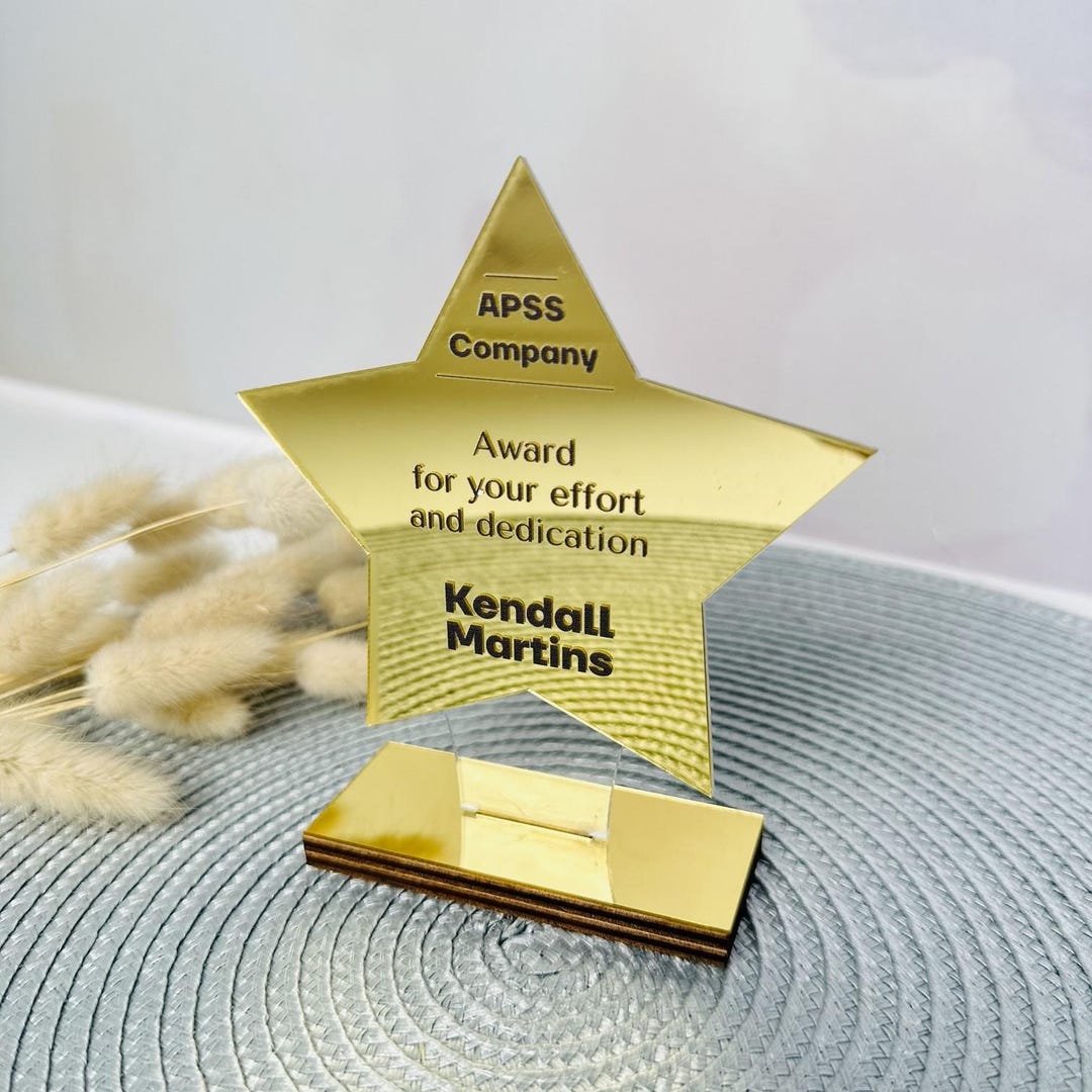 Acrylic Star Award, Small Star Trophy, Custom Award, Gold Acrylic ...