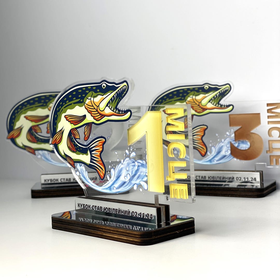 Fishing Trophy, Personalised Fishing Pike Award, Acrylic Trophy Award ...