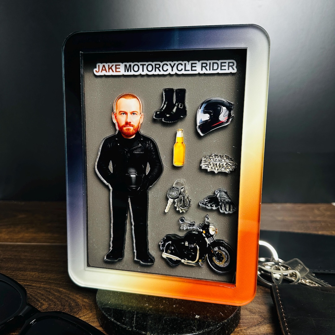 Custom Motorcycle Rider Toy Box Portrait, Personalized Biker Gift ...