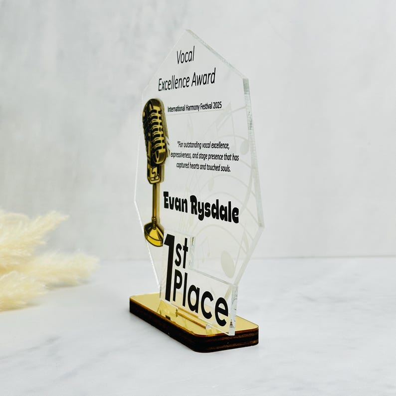 Personalized Music Award Trophy – Vocal Acrylic Plaque, Singing ...