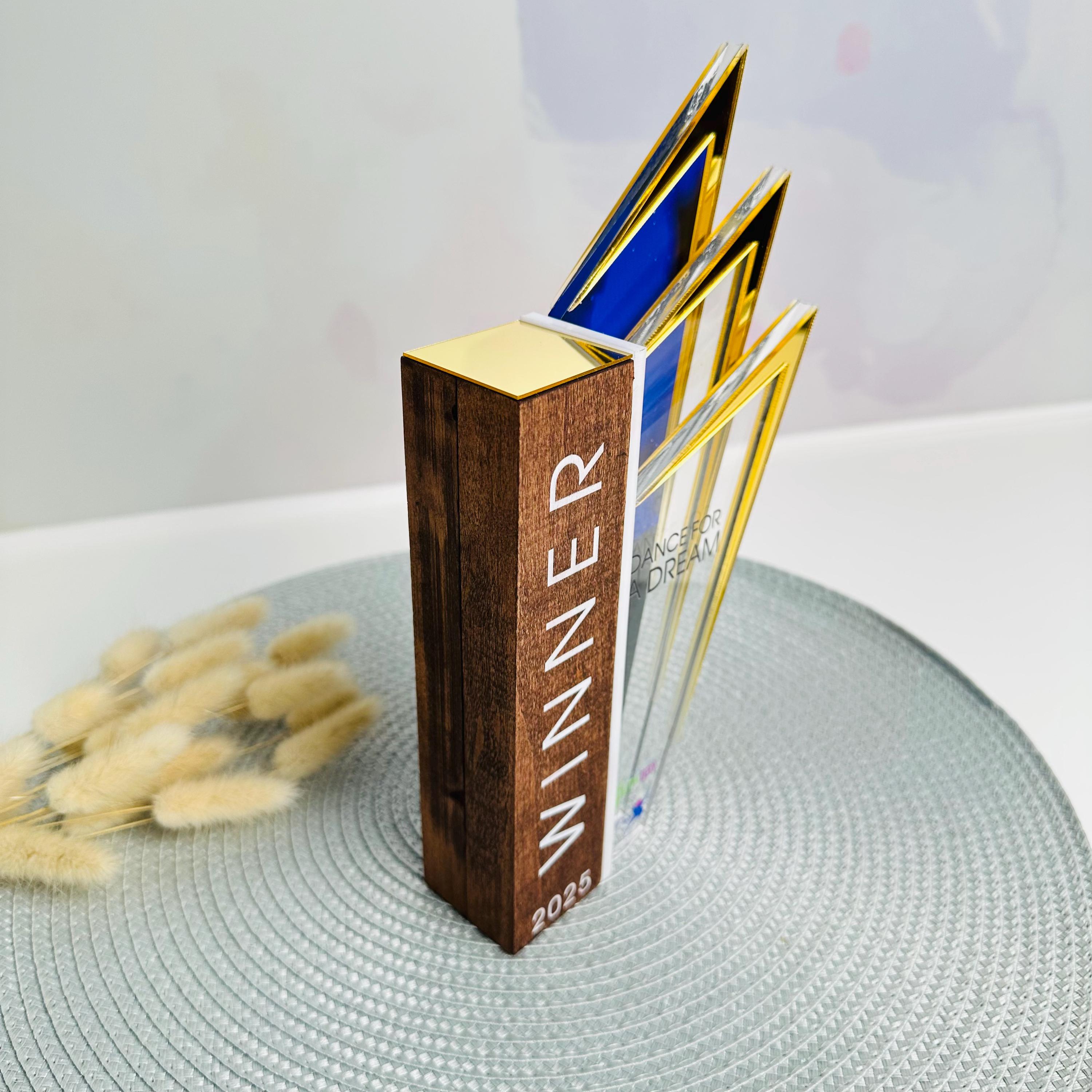 Acrylic Award for Winner, Custom Wooden Dance Trophy Stand, Sport Award ...