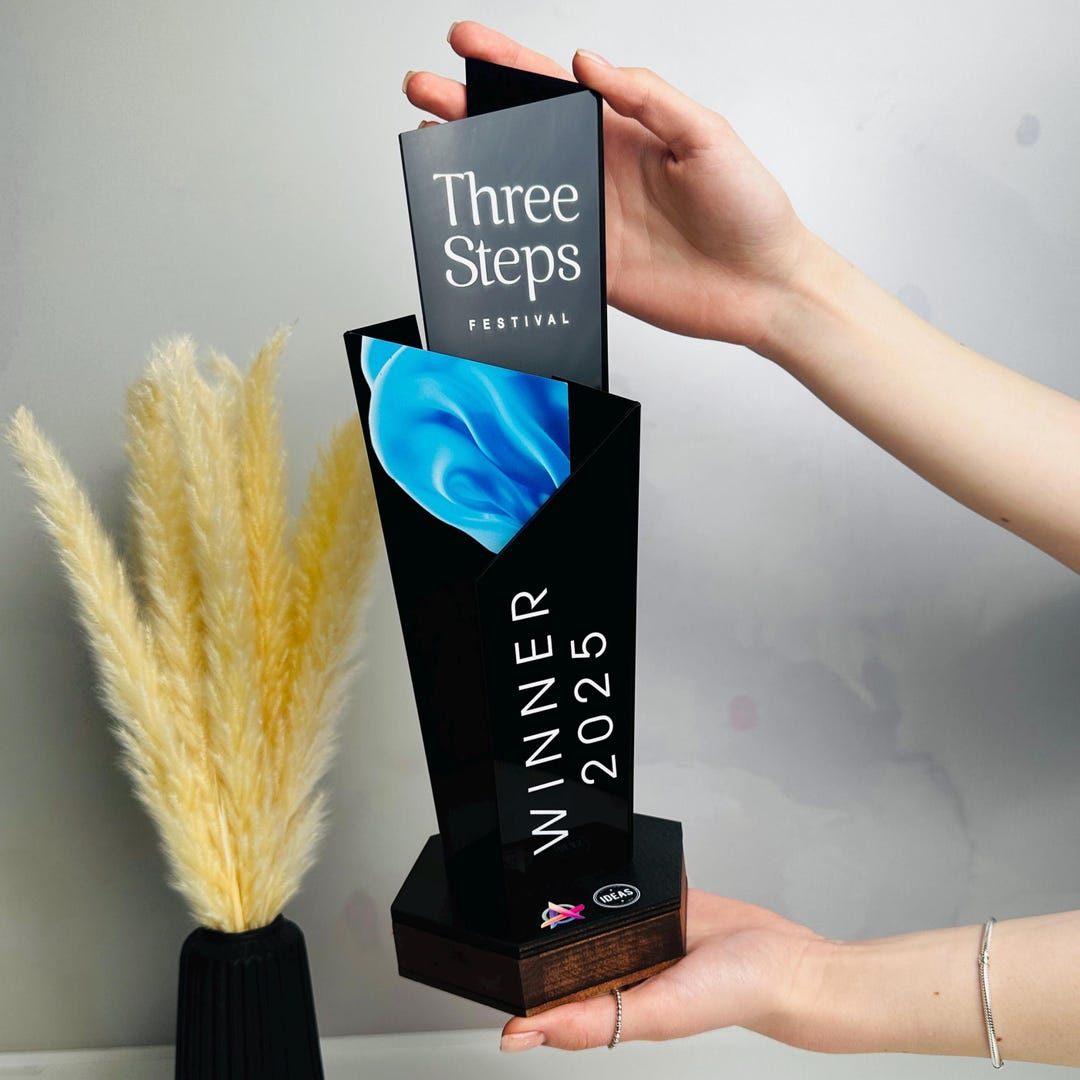 Large Corporate Award, Custom Trophy From Black Bent Acrylic and With a ...