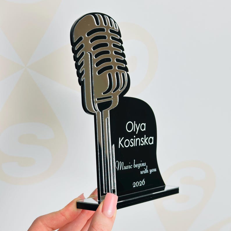 Custom Microphone Trophy Plaque, Personalized Music Award, Singing ...