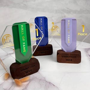 Acrylic Trophy Corporate Trophy Award Team Award Personalized Wooden ...