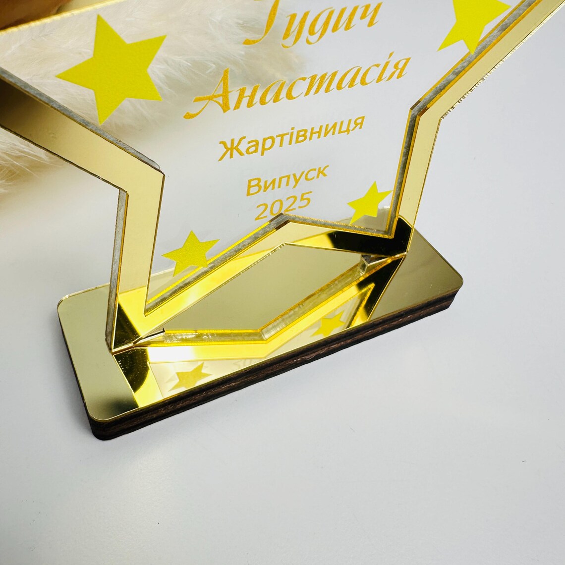 Acrylic Star Award, Star Trophy, Custom Award, Gold Acrylic Memento ...