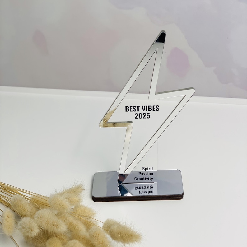 Lightning Bolt Acrylic Award, Personalized Trophy With Wooden Base ...