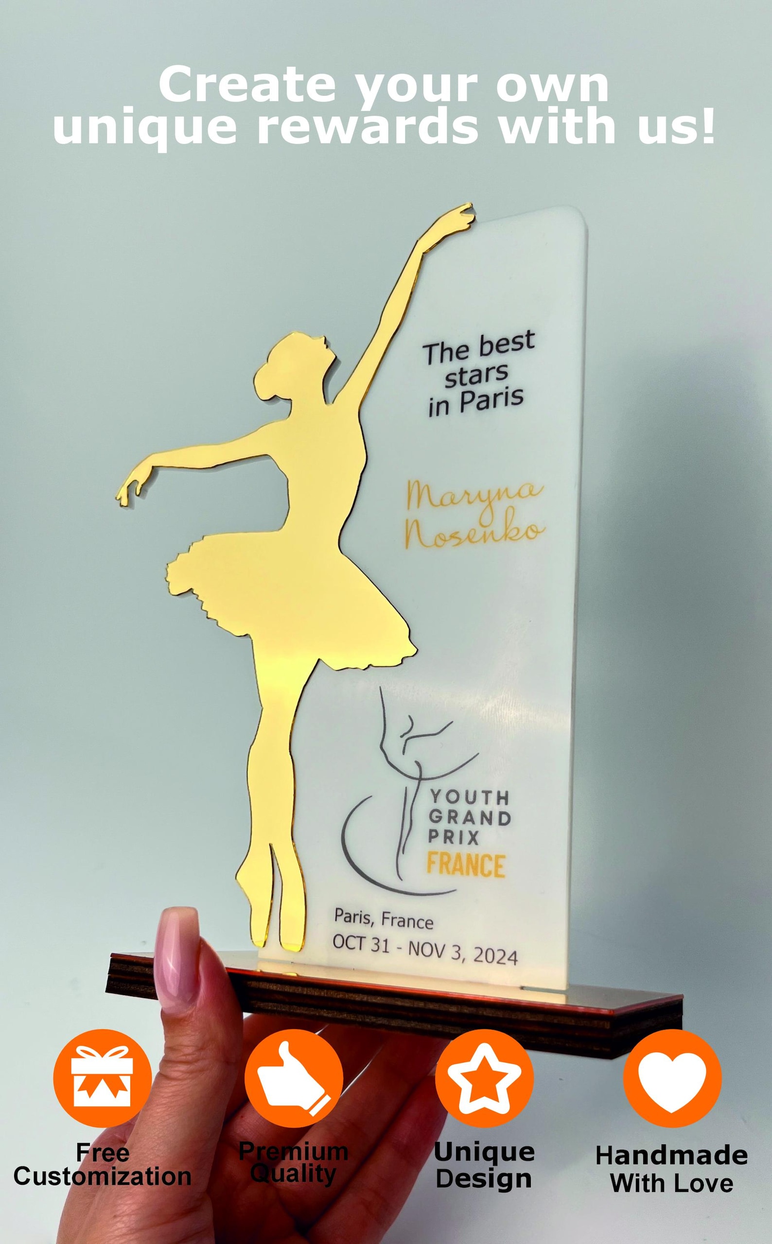 Personalized Dance Award Acrylic Trophy Plaque Custom Sport Trophy ...