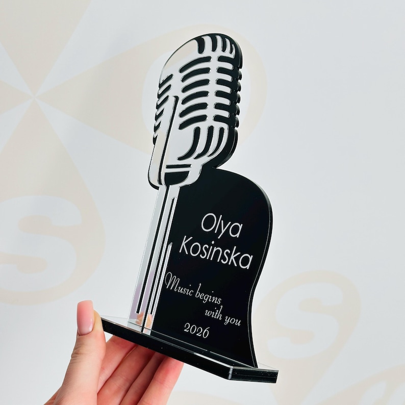 Custom Microphone Trophy Plaque, Personalized Music Award, Singing ...