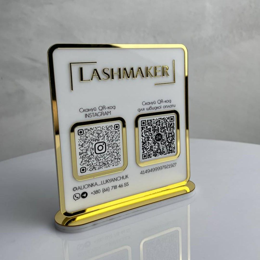 Double QR Code, Acrilyc QR Code Sign, Business Social Media Sign, Scan ...