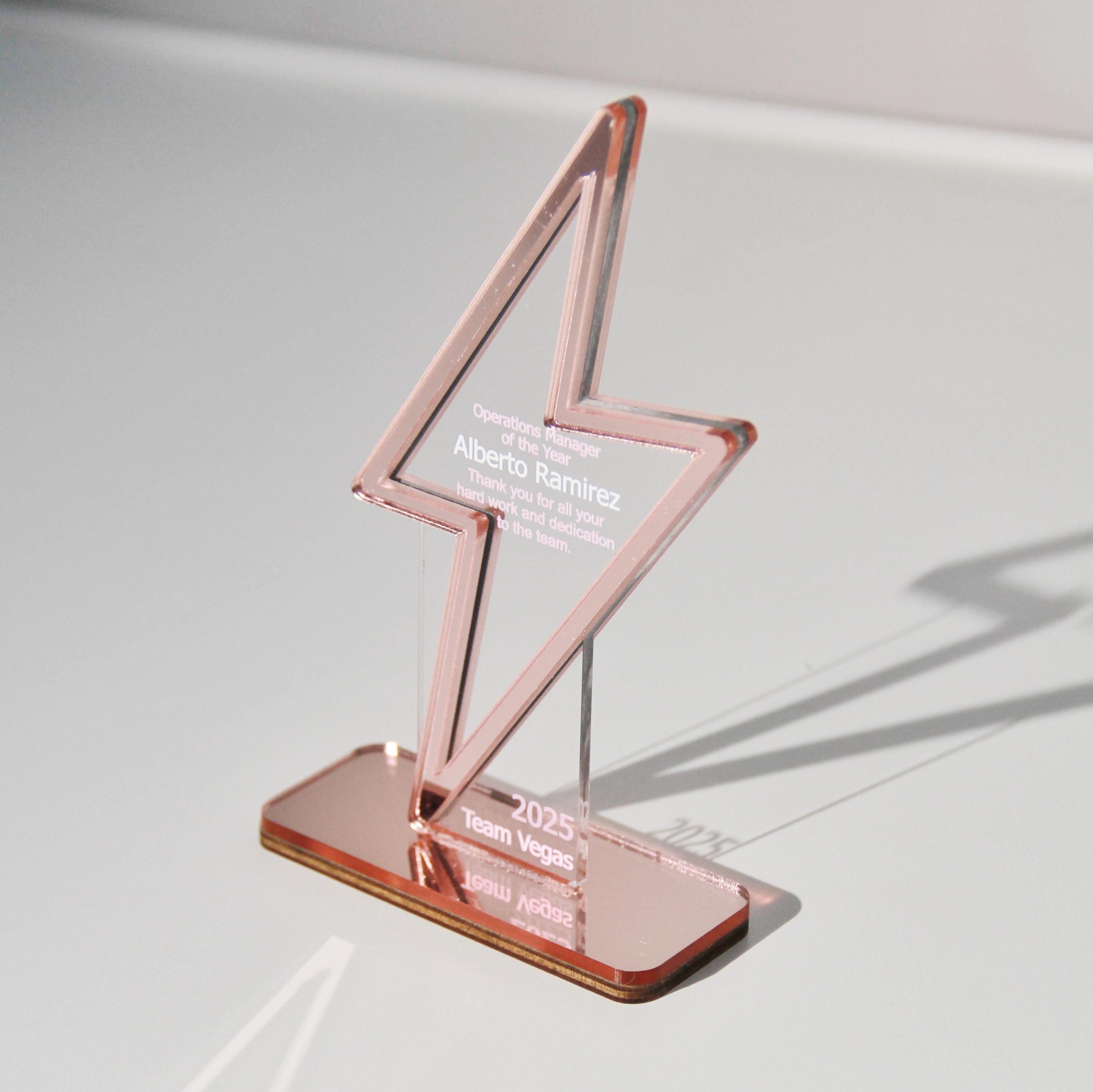 Lightning Bolt Acrylic Award, Personalized Trophy With Wooden Base ...