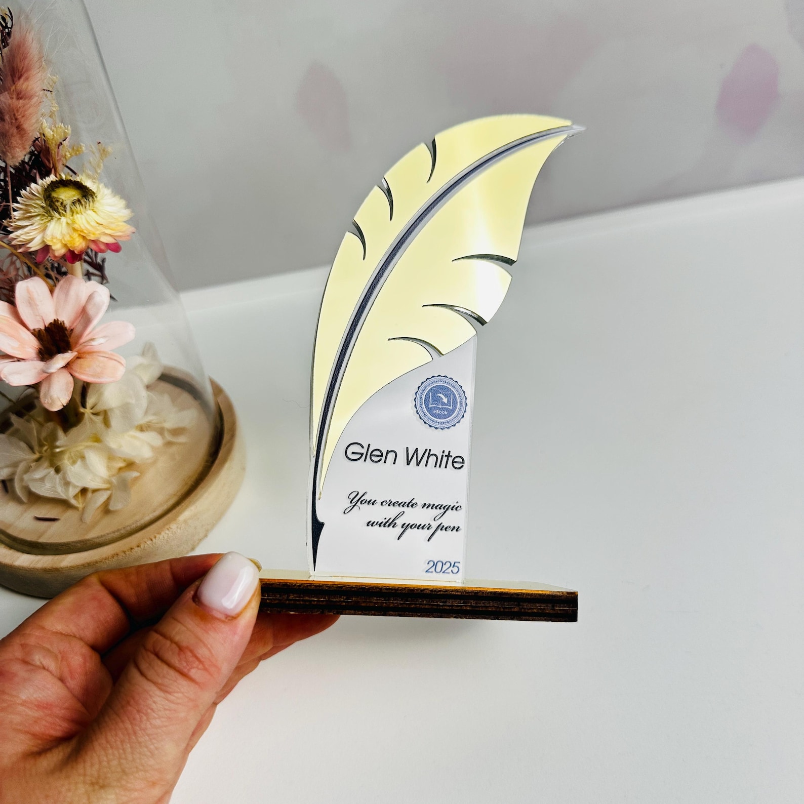 Writing Award, Personalized Trophy Feather, Writing Contest Trophy ...