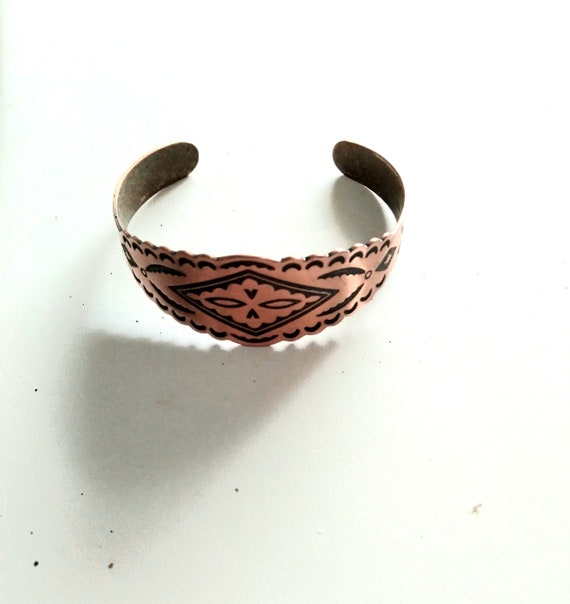 vintage copper tribal cuff - Gem