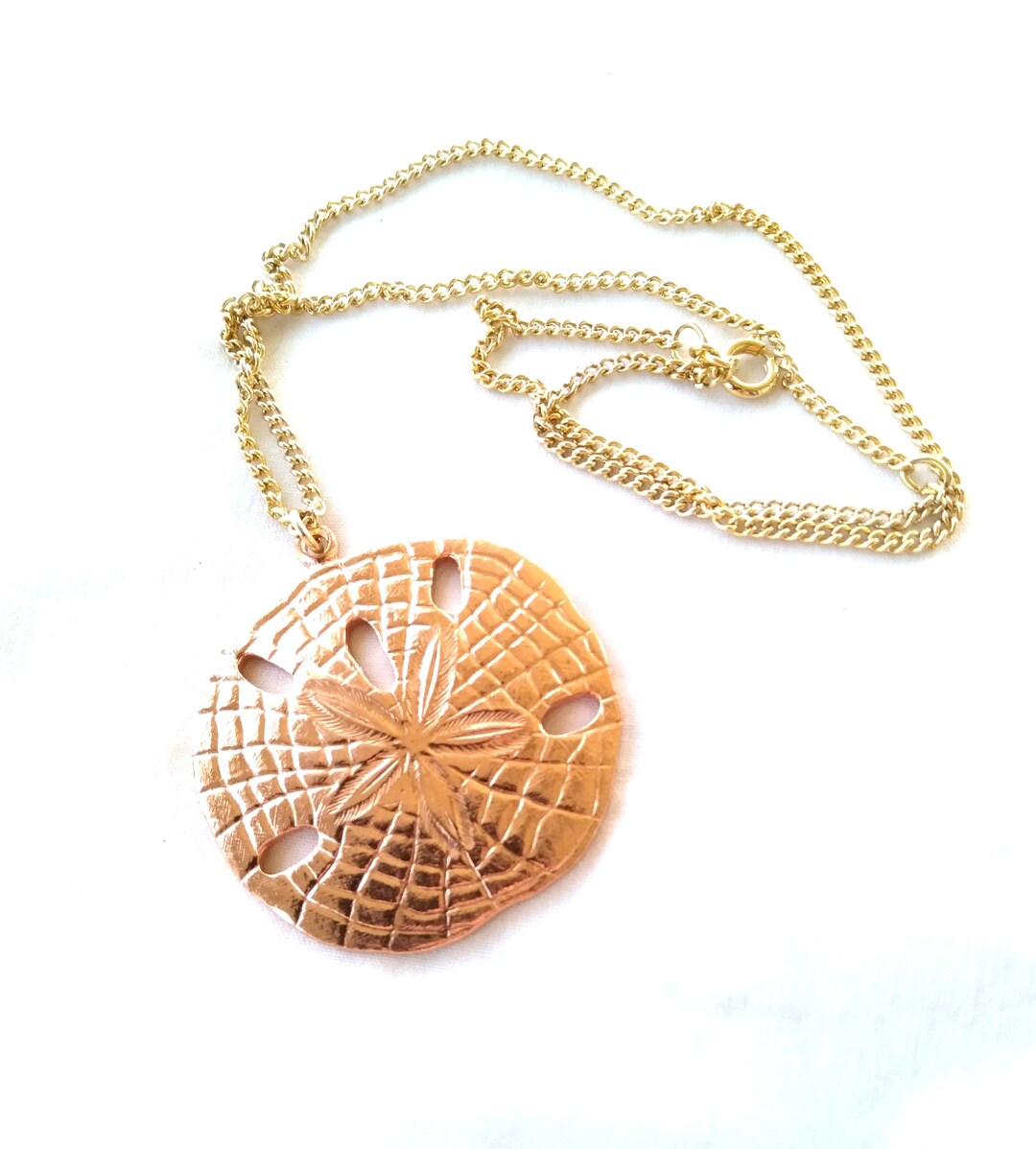 Vintage Coppercraft Guild Copper Sand Dollar Pendant Necklace, Gold ...