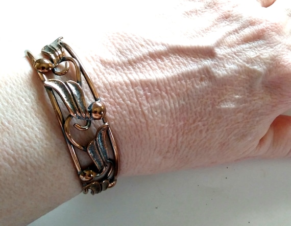 Bell Copper Bracelet, Vintage Copper Leaf Bracelet, C… - Gem