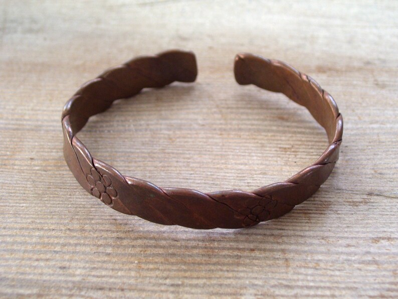 Floral Copper Cuff Vintage Copper Twist Cuff Braided Copper - Etsy