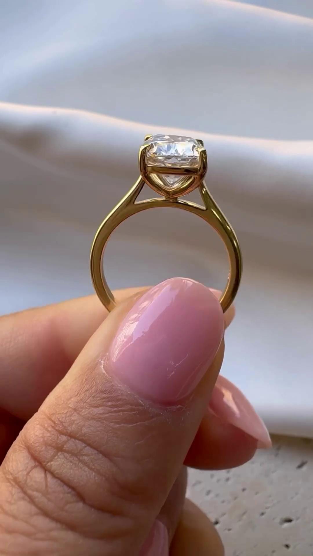 Vintage Cathedral Setting Elongated Cushion Cut Moissanite Engagement ...