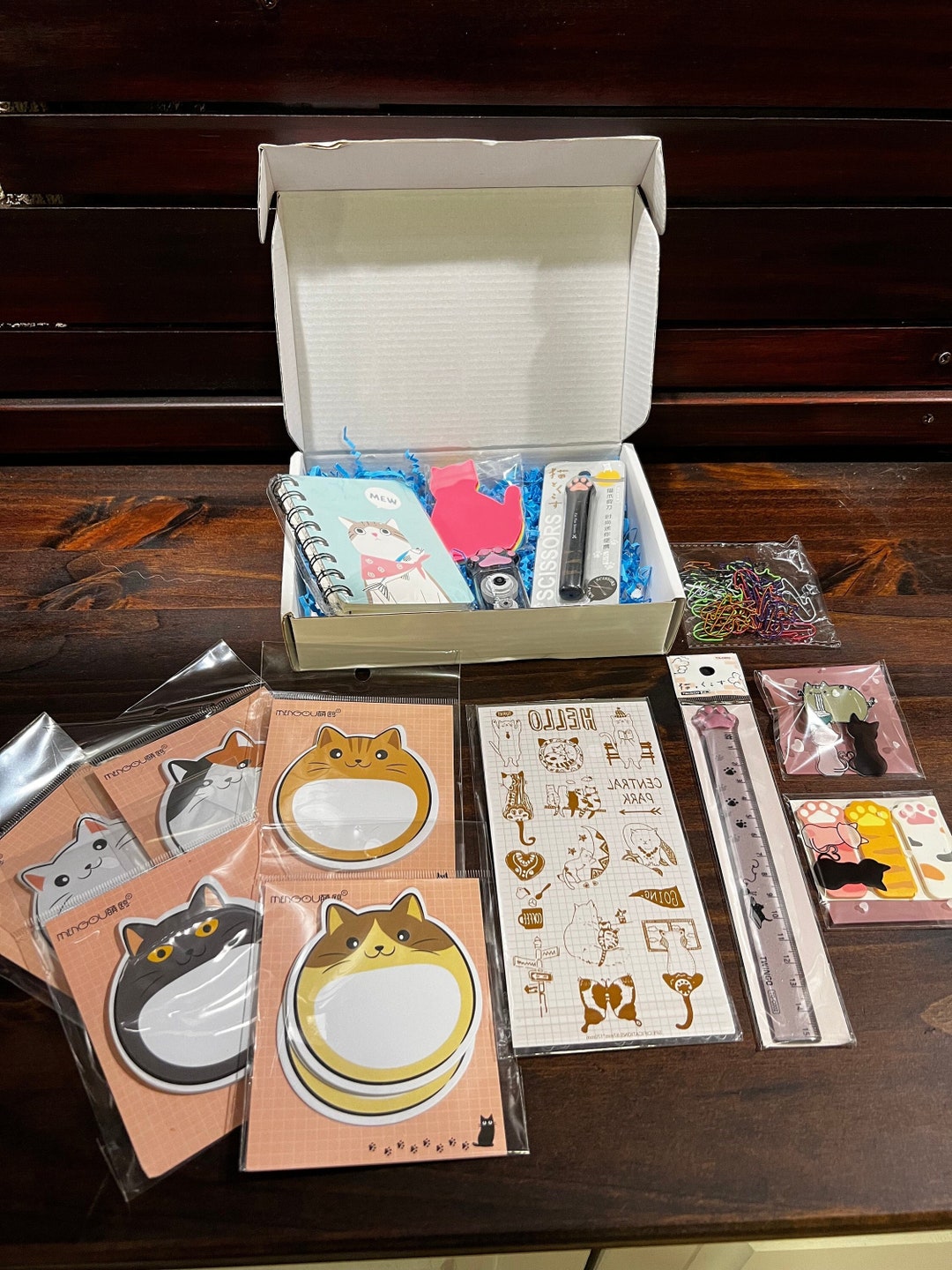 Kawaii Style Cat Stationery Set - Correction Tape-note Book-memo Pads ...