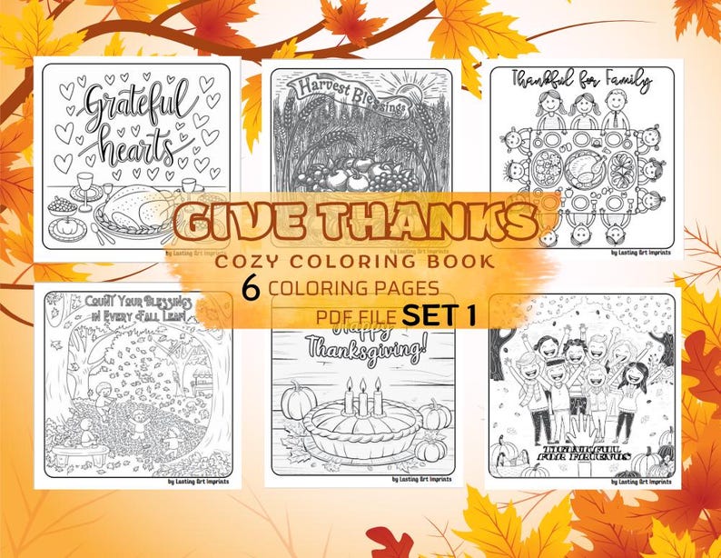 Coloring Book Thanksgiving Coloring Pages SET ONE 06 Cozy Fall ...