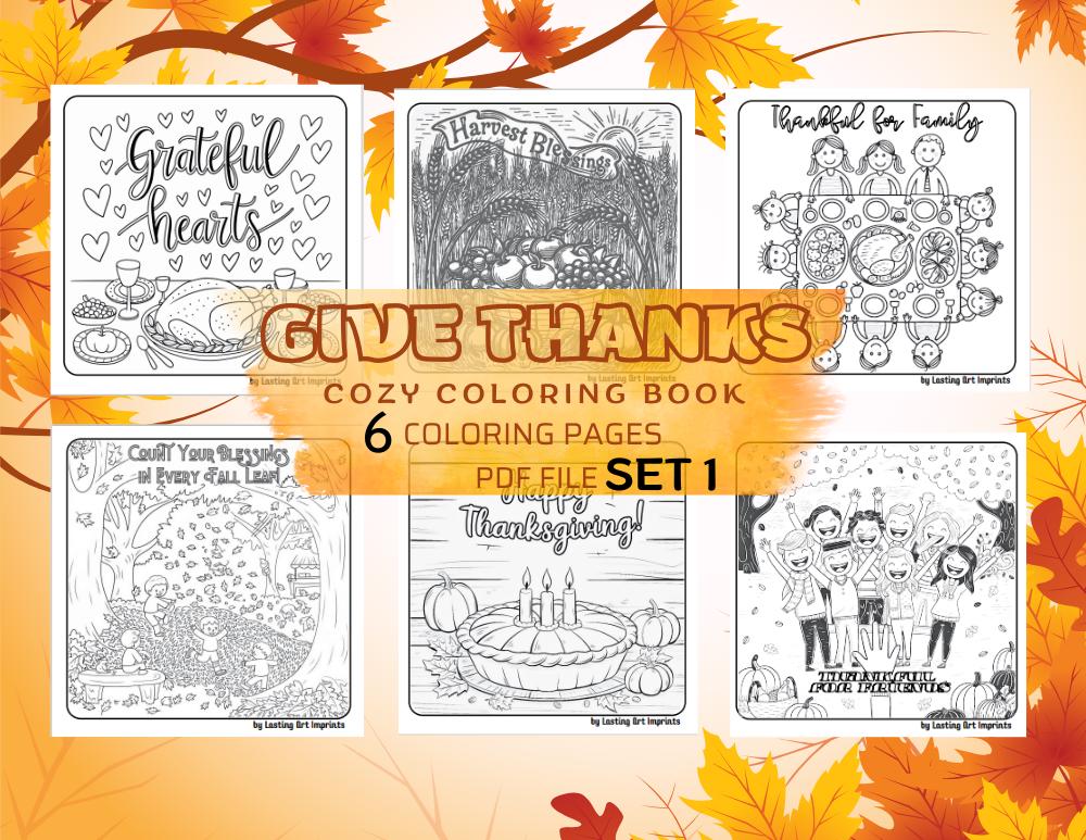 Coloring Book Thanksgiving Coloring Pages SET ONE 06 Cozy Fall ...
