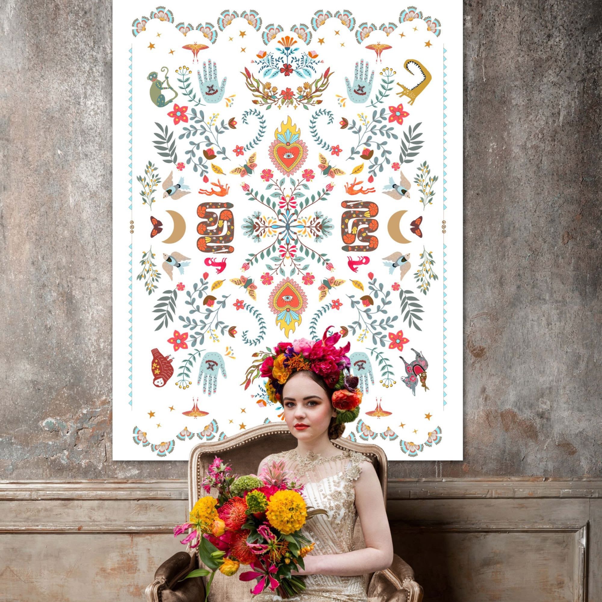 Cloth Chuppah Wedding Canopy Wall Hanging Boho Mexican Folk Art - Etsy